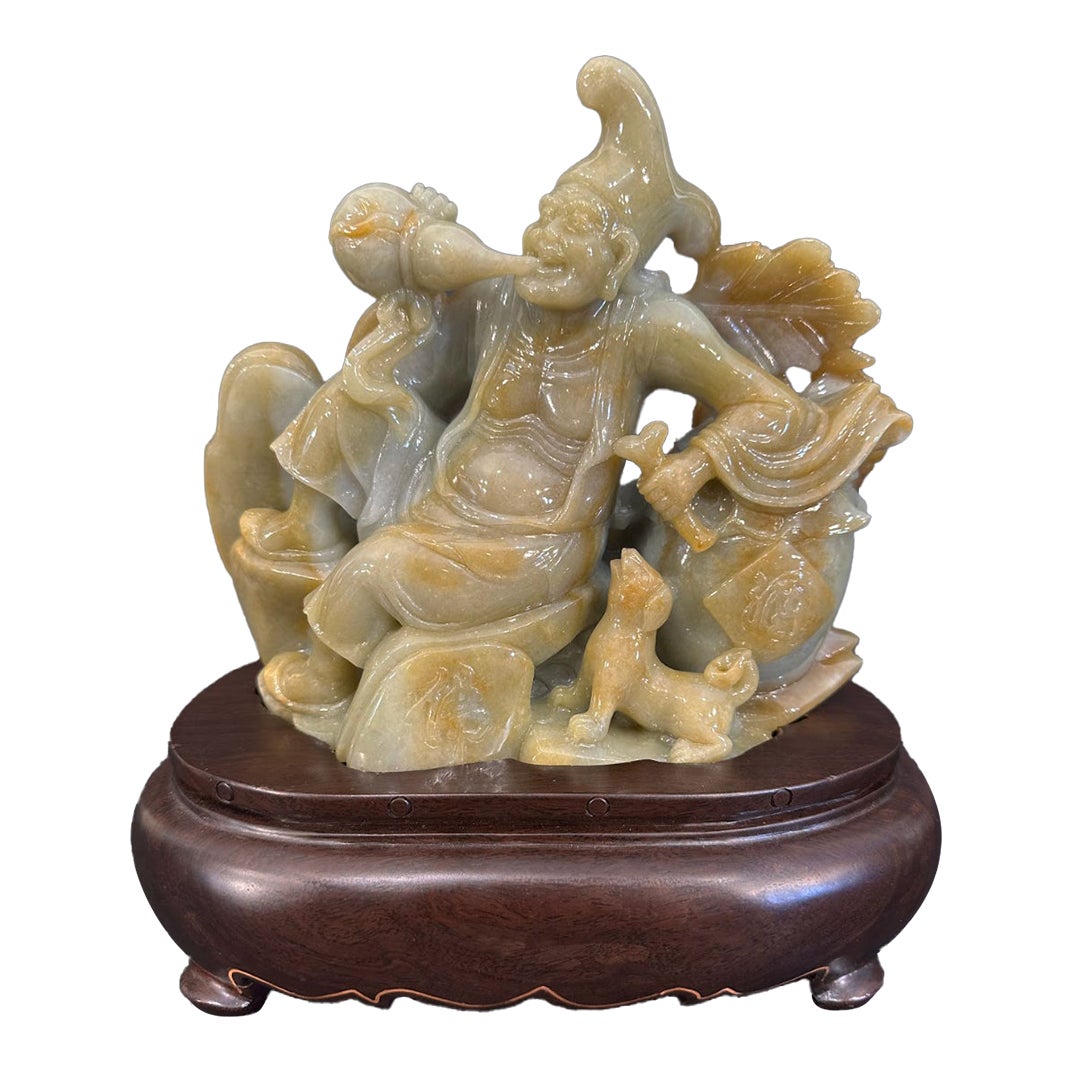 1920s Jadeite Laughing Man Statue | Chairish