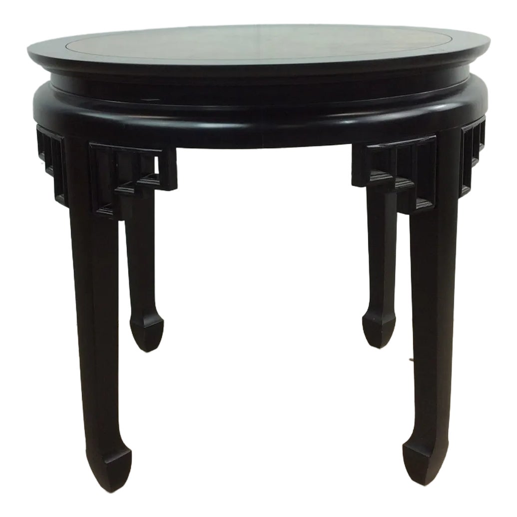 Mid Century Ming Style End Table With Black Lacquer Finish and Burlwood ...