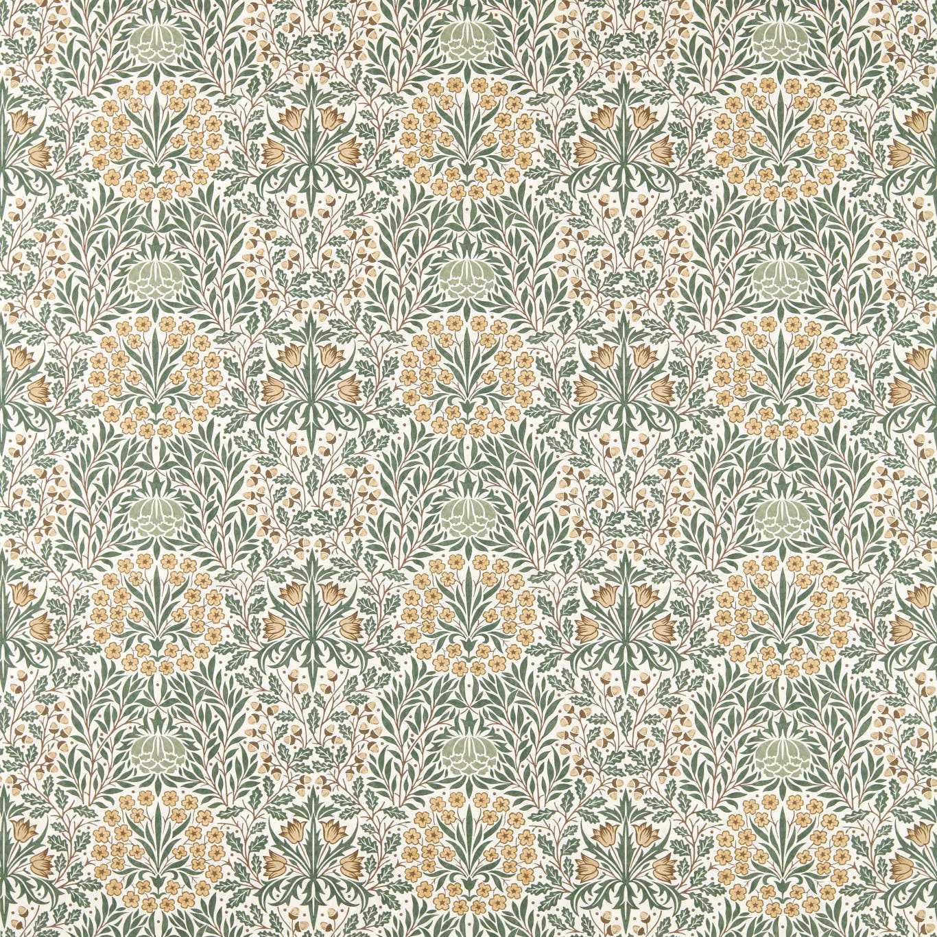 Morris & Co. Daisy & Oak Fabric in Thyme/Weld - a sample | Chairish