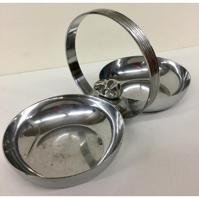 Art Deco Stainless Ashtray With Glass Inserts | Chairish