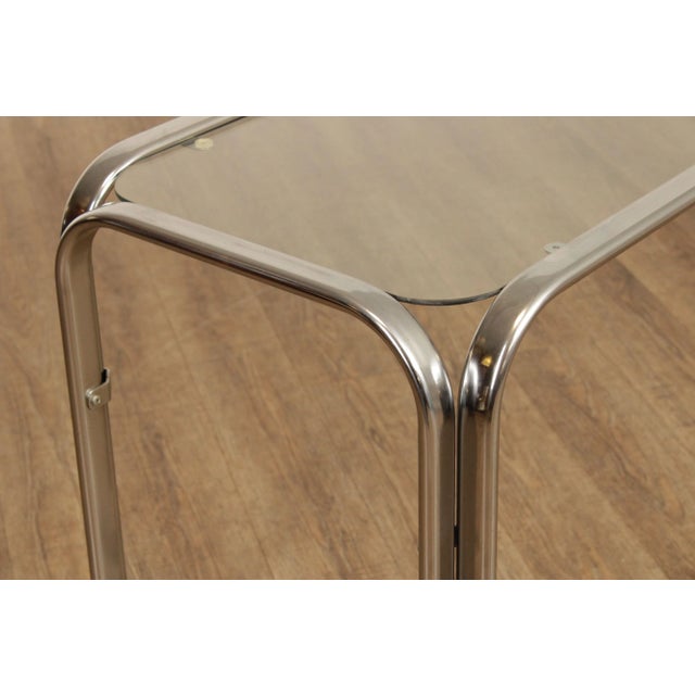 Mid Century Modern Tubular Chrome Glass Console or Sofa Table | Chairish
