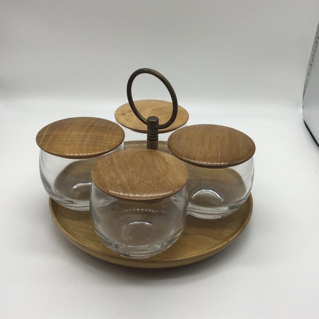 MCM Condiment Set Mid Century Modern 5 Piece Condiment Set Myrtlewood ...