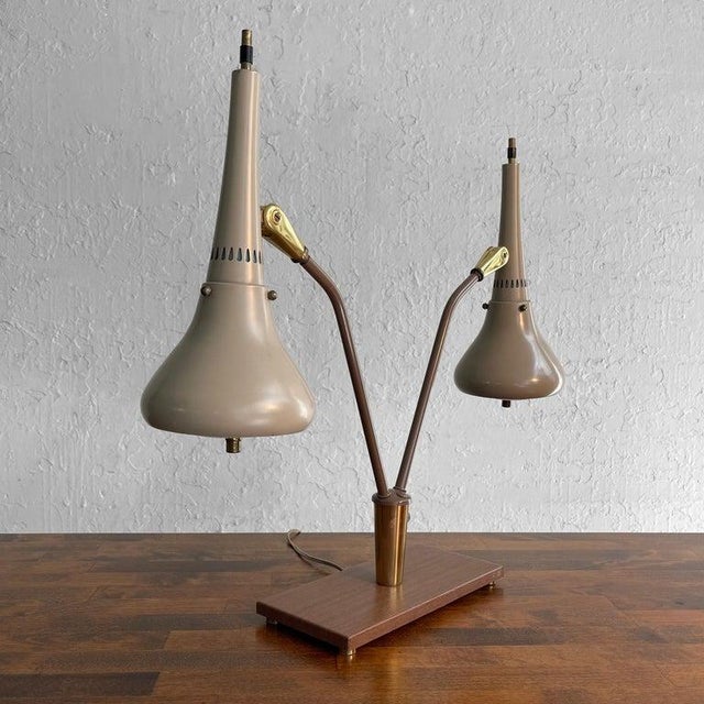 1950s Gerald Thurston for Lightolier Double Desk Lamp, Unmarked | Chairish