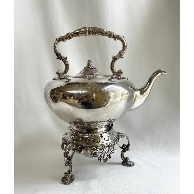 19th Century Silverplate Tilting Teapot With Stand & Burner- 2 Pieces ...