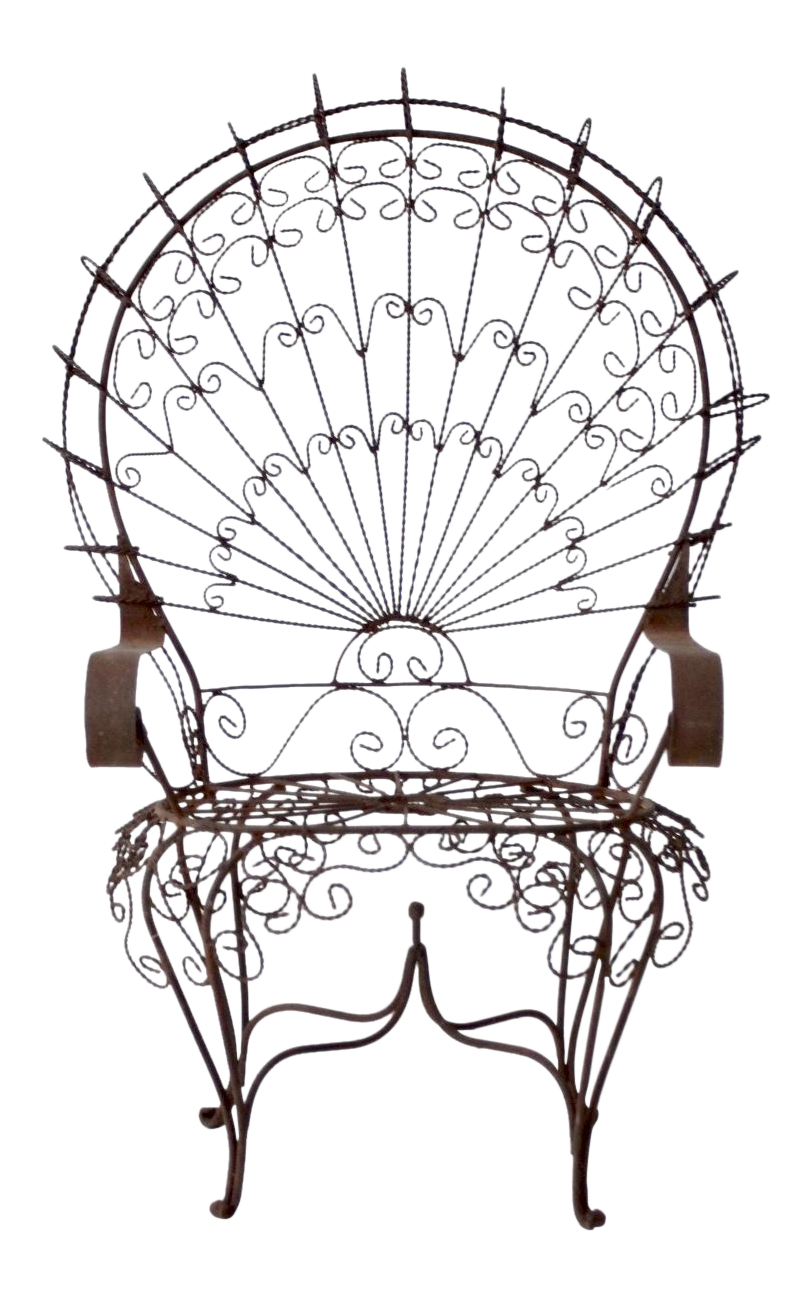 Vintage wrought iron peacock chair store