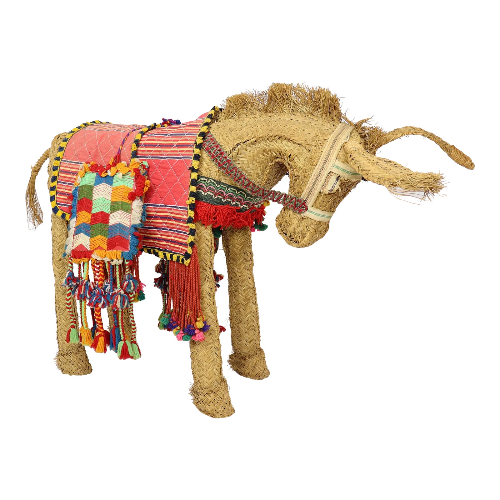 Vintage Mexican Folk Art Wicker and Straw Donkey / Burro | Chairish