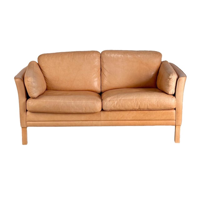 Vintage Danish Leather 2-Seat Sofa | Chairish