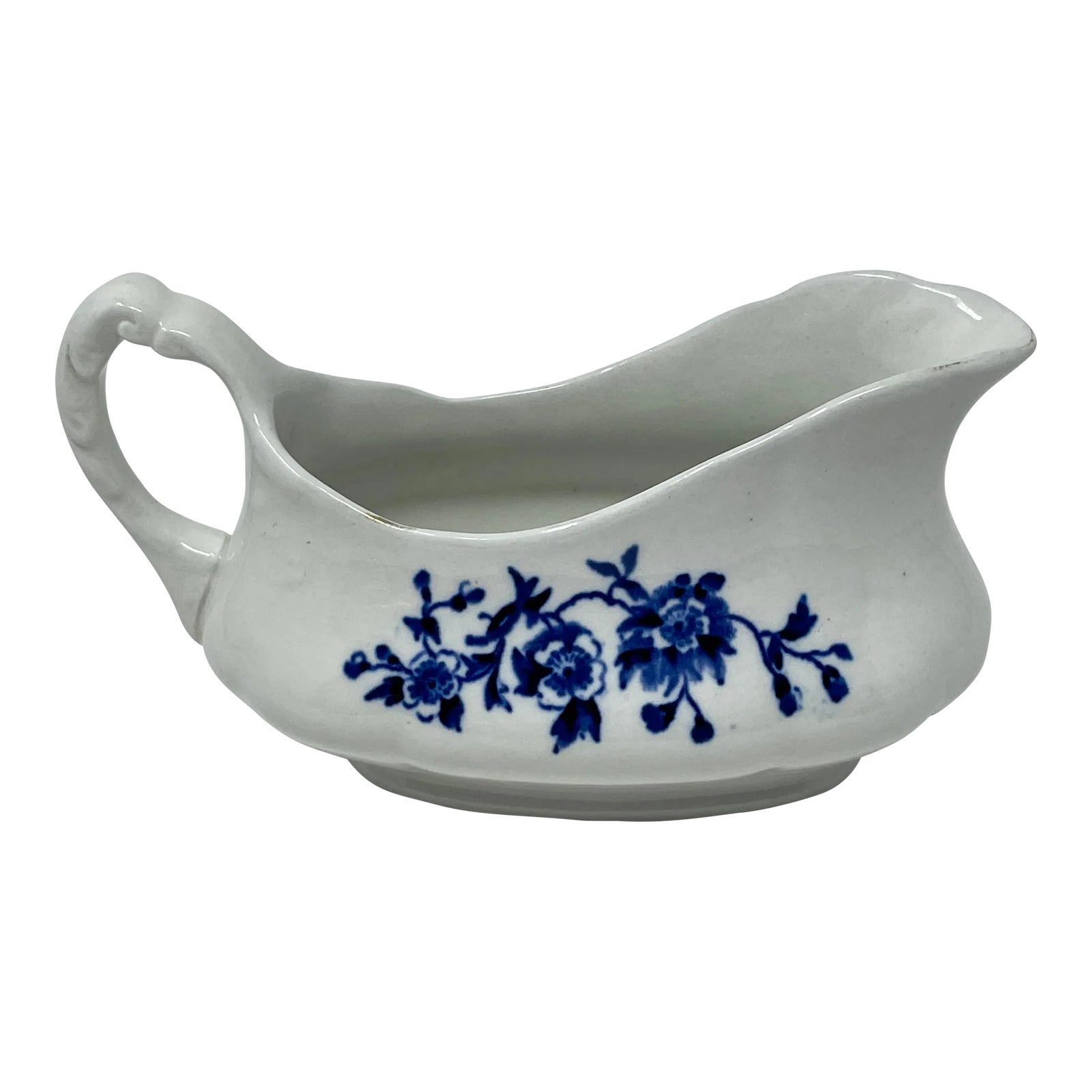 Antique Severn Blue and White Gravy Boat Porcelain Crescent Pottery ...