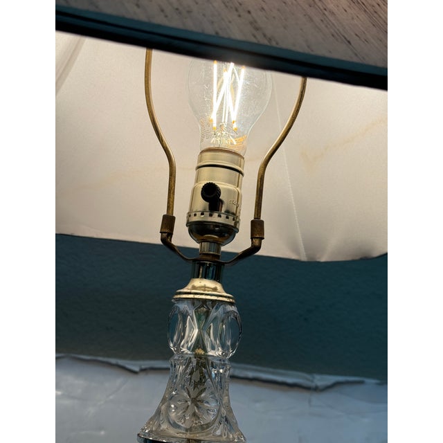 Dale Lighting Cut + Etched Cut Glass Table Lamp | Chairish