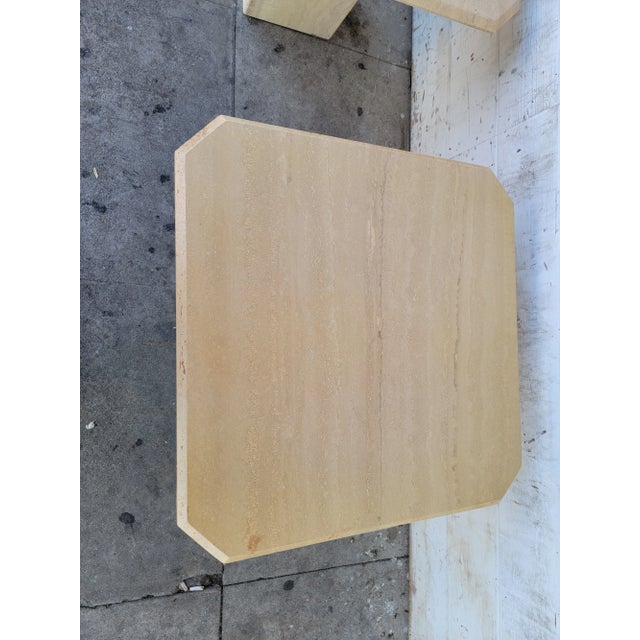 1970s Set of Two Italian Travertine Matching Side Tables | Chairish