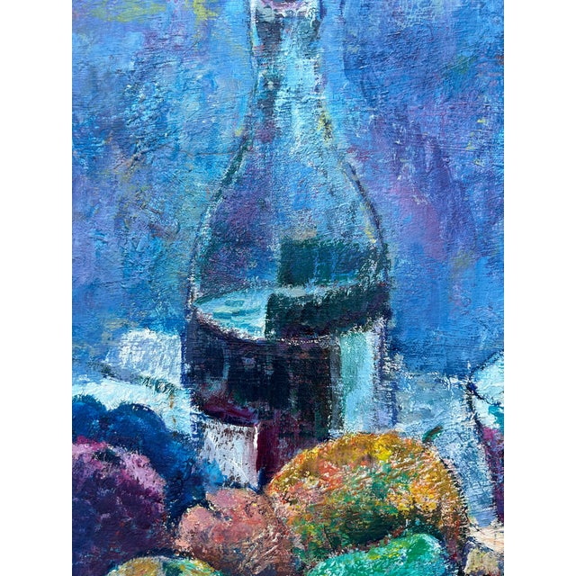 1960’s Vintage Mid Century Modern Impressionist Still Life in Blue ...