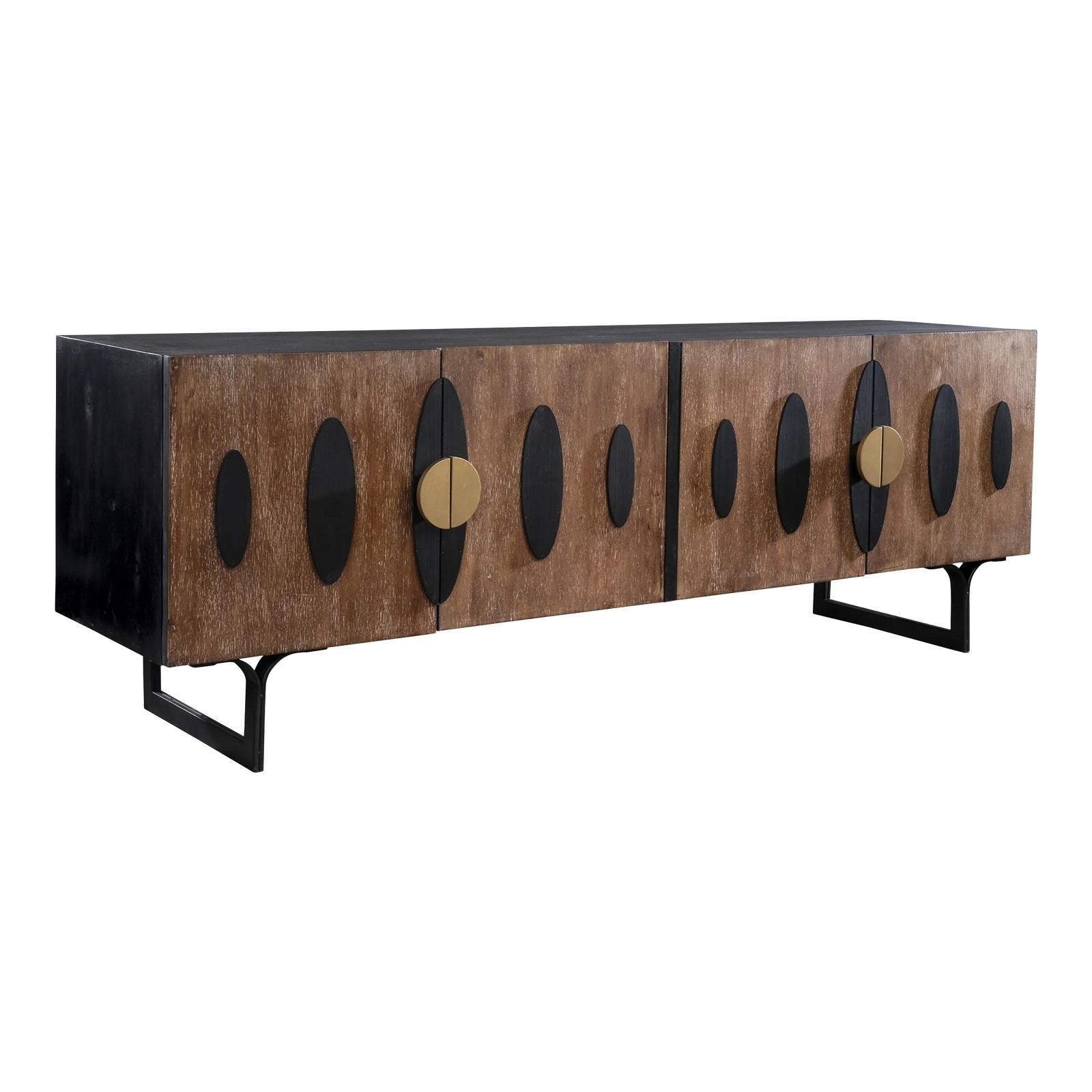 Harlow Textured Sideboard in Black and Brown | Chairish