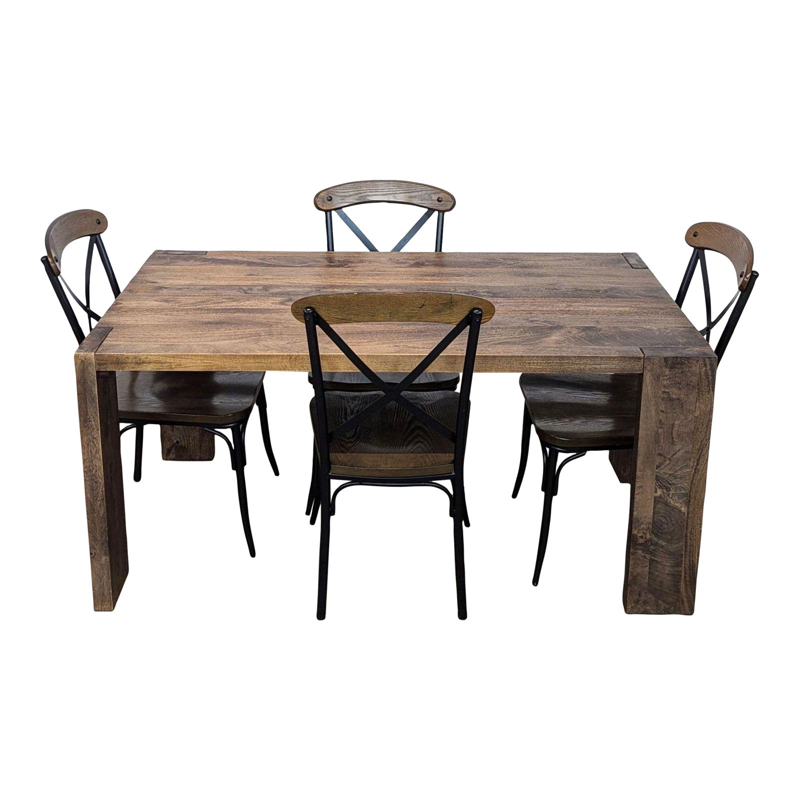Cb2 Blox Dining Table With 4 Industrial X Back Chairs | Chairish