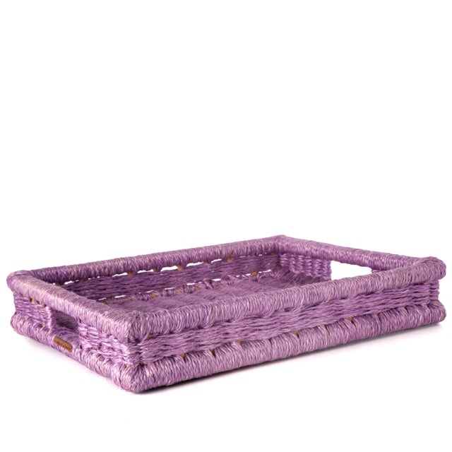 Rectangular Sisal Tray Lilac | Chairish