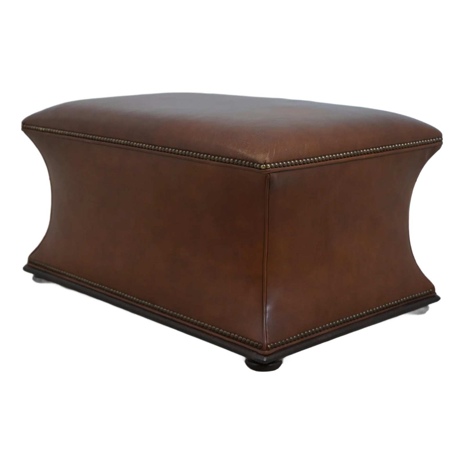 Hickory Chair Charles Hassock Leather Ottoman | Chairish