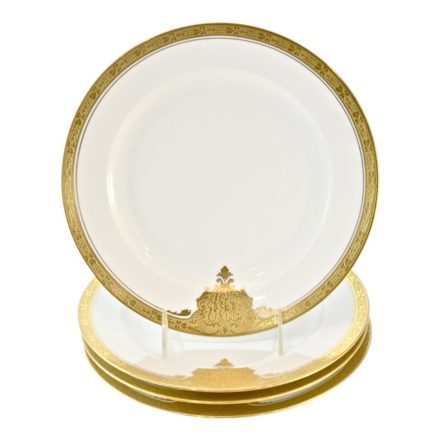 Bavarian Gold-Encrusted Porcelain Plates - Set of 4 | Chairish