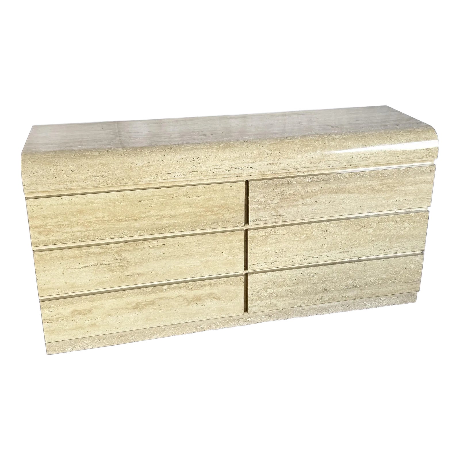 Postmodern Faux Travertine Laminate Waterfall Dresser | Chairish