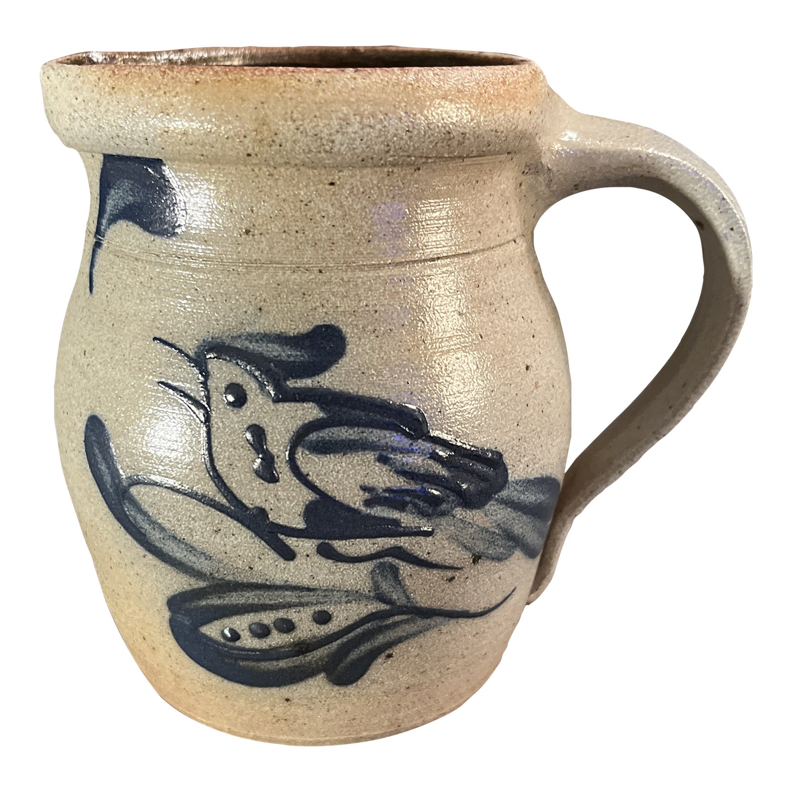 1990s Handmade Rowe Pottery Works Cobalt Blue Pitcher | Chairish