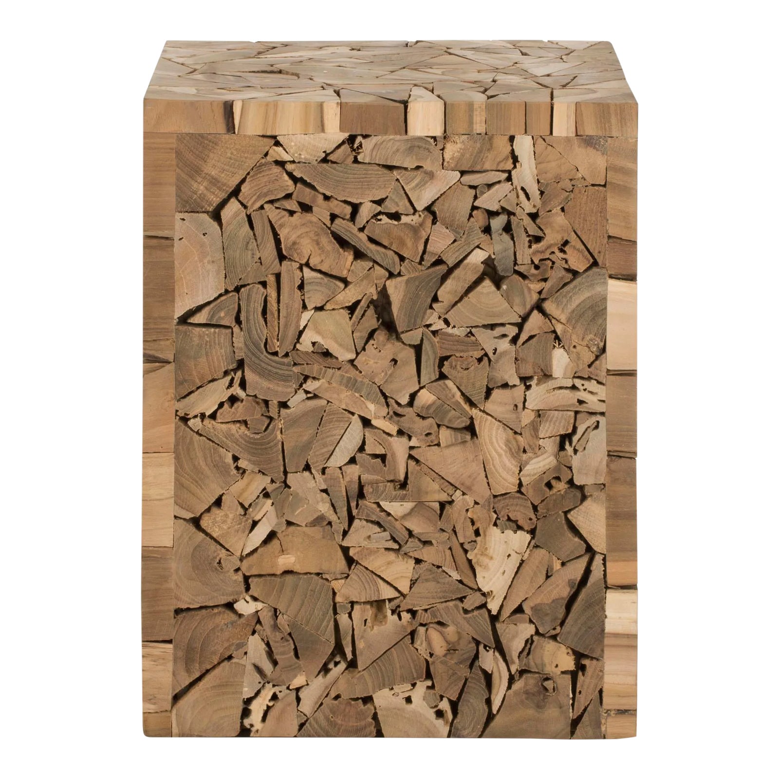 Teak Square Stool, Medium Oak | Chairish