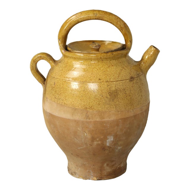 Antique French Authentic Ceramic Water Pitcher, or 'Cruche' With Handle ...