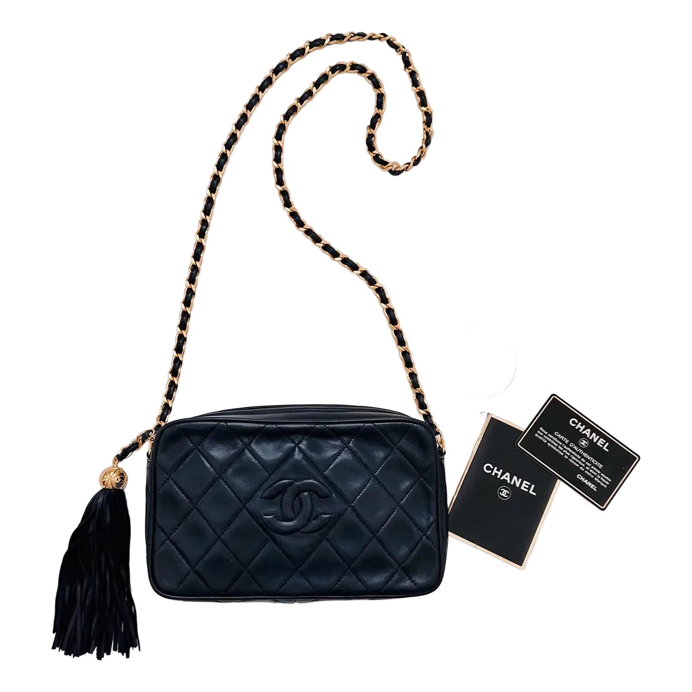 Vintage Chanel Navy Blue Camera Bag | Chairish
