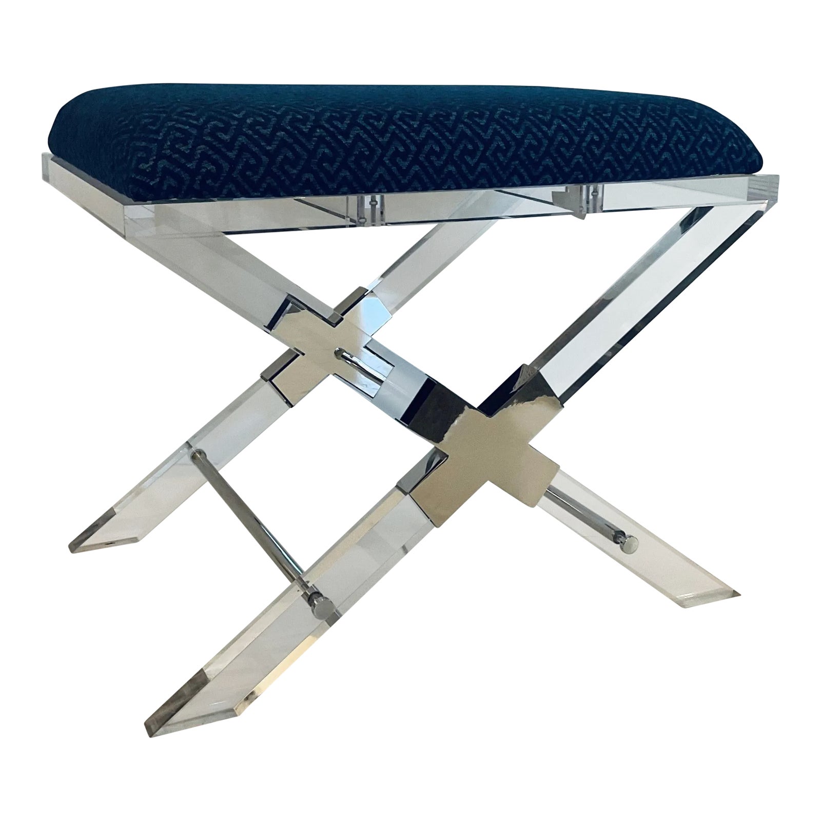 Port 68 Modern Blue. Greek Key Lucite Nigel Bench | Chairish