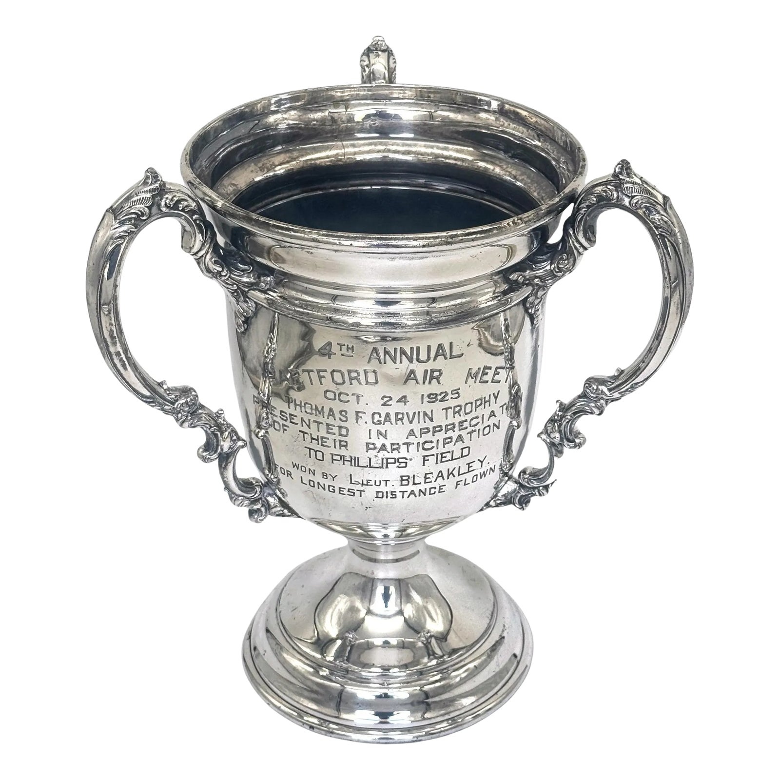 Thomas F. Garvin Trophy, 1925 Aviation Trophy, by Wilcox Silver Plate ...