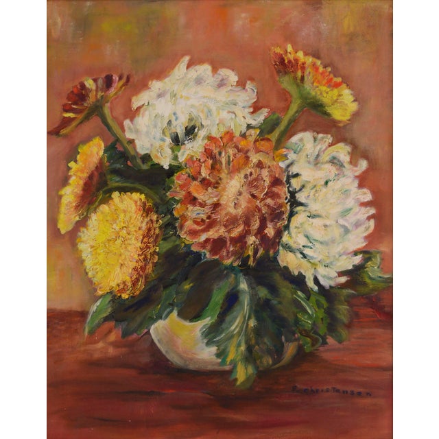 Mid Century Floral Still-Life by F. Christensen | Chairish