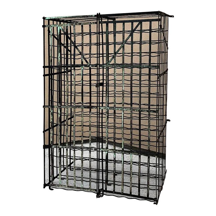 Antique Iron Cage Wine Bottle Rack | Chairish