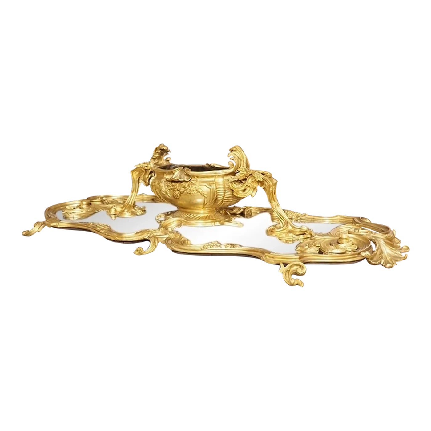 A Palatial Early 1900s French Gilt Bronze Mirrored Surtout De Table ...