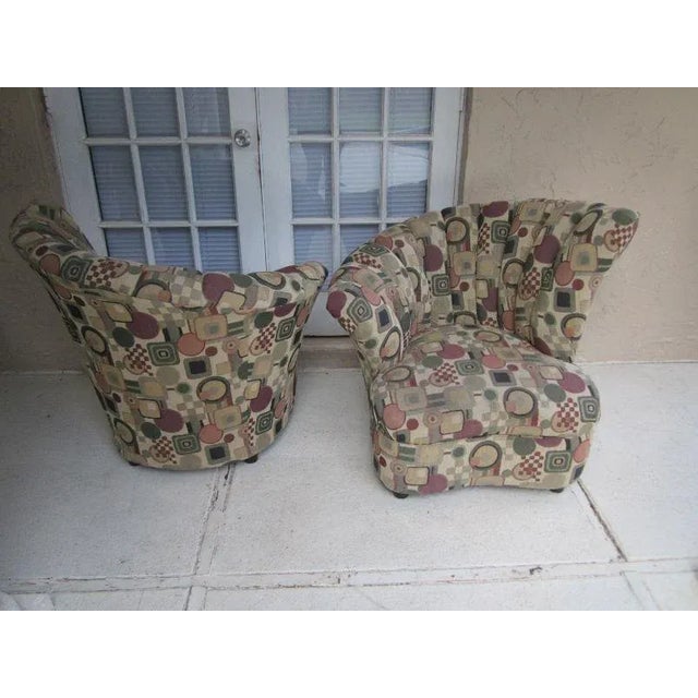 1990s Vintage Scalloped Asymmetrical Lounge Chairs - Set of 2 | Chairish