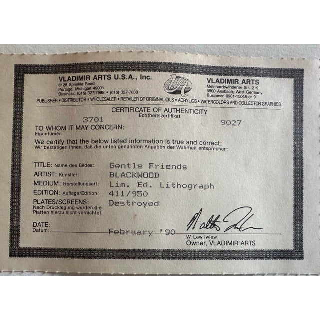 Limited Edition 1990 Lithograph “Gentle Friends” | Chairish