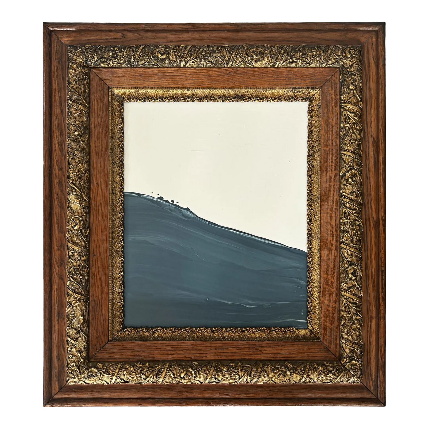 "Waves" Abstract Art in Antique Frame, Seascape Transitional Wall Art ...