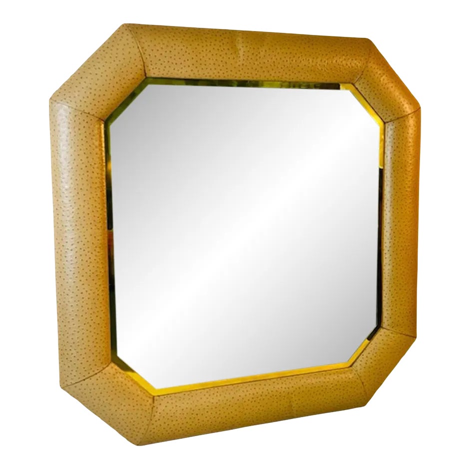 1980s Faux Ostrich Octagonal Mirror in the Manner of Karl Springer ...