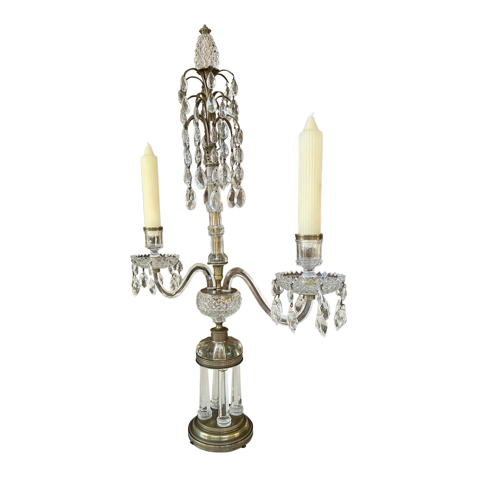 Antique Gilt Bronze and Crystal Girandoles Candleabra | Chairish