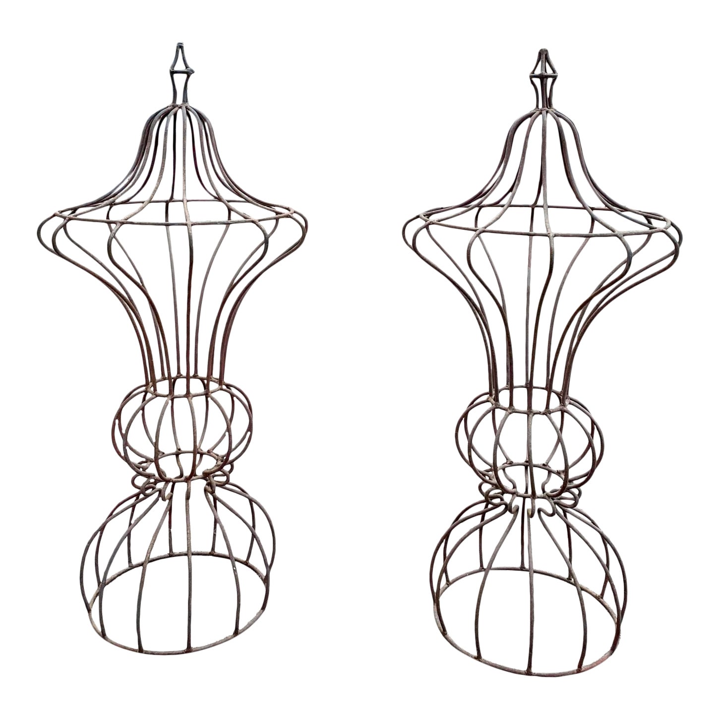 Tall Vintage French Outdoor Iron Topiaries Garden Ornaments - a Pair ...