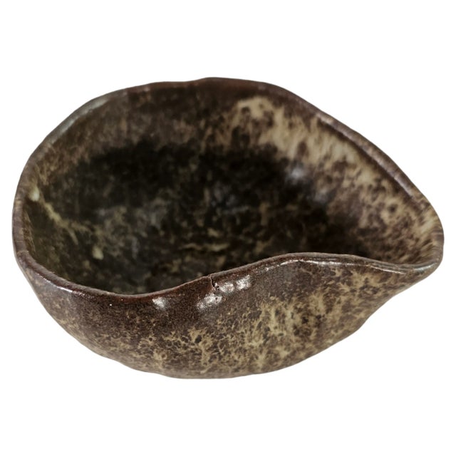 Studio Art Pottery Clay Mottled Brown Bowl " Signed "Rubio" | Chairish