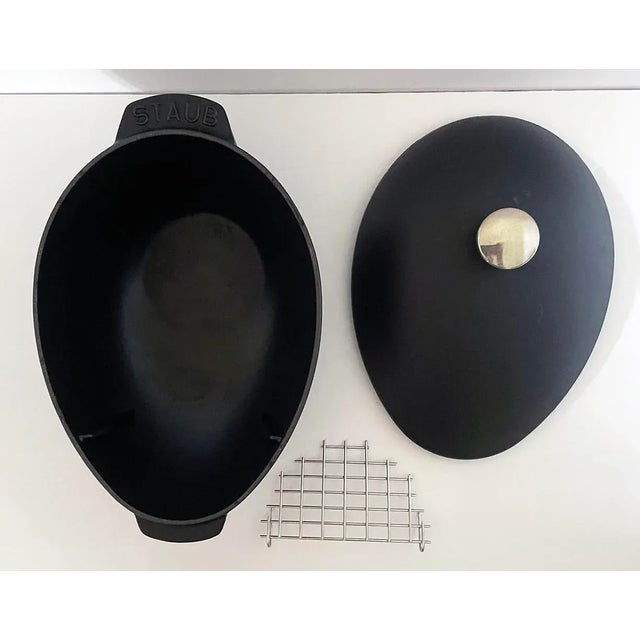 1990s Staub Cast Iron Mussel Pot With Lid and Removable Stainer | Chairish