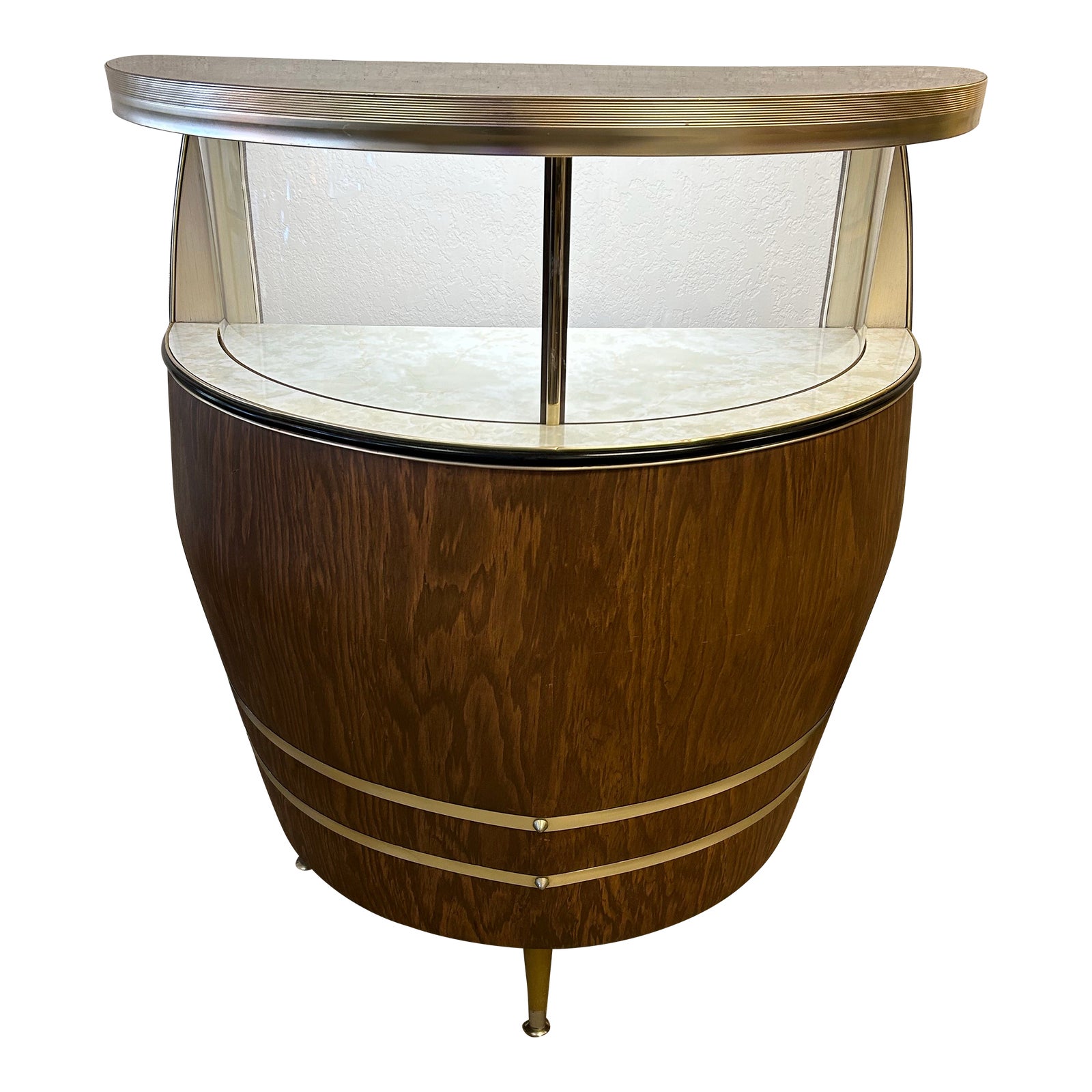 1950s Atomic Style Lighted Barrel Bar | Chairish