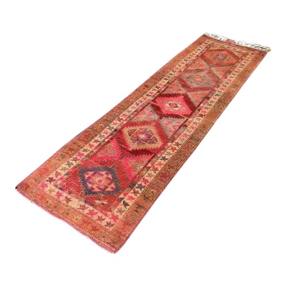 Vintage Hand Knotted Turkish Runner - 2′8″ × 9′4″ | Chairish
