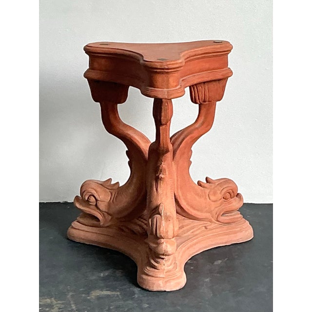 Vintage Cast Concrete Koi Table Pedestal | Chairish