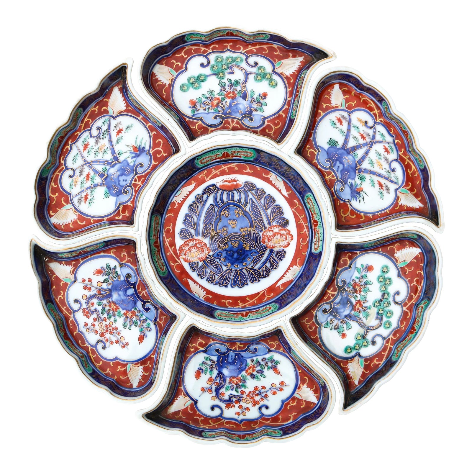 19th Century Meiji Period Japanese Imari Porcelain Sweet Meat Dish Set ...