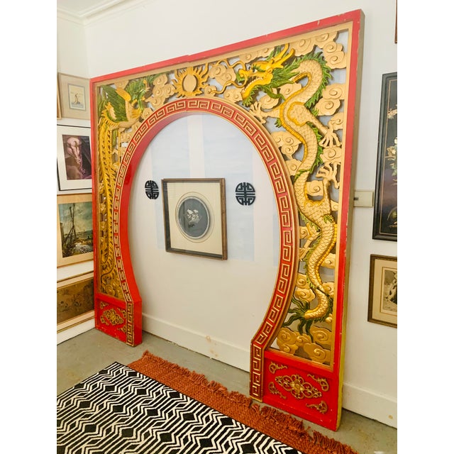 Pair of Wood Carved Chinese Restaurant Entry Arch, Circa 1940s | Chairish