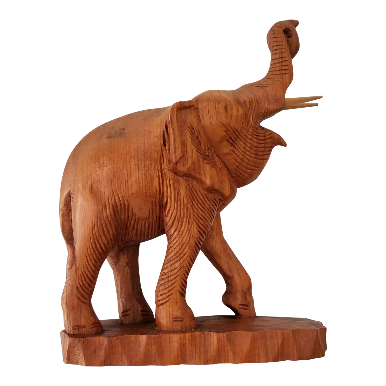 Vintage Hand Carved Teak Elephant Figure Decoration Made in Thailand ...