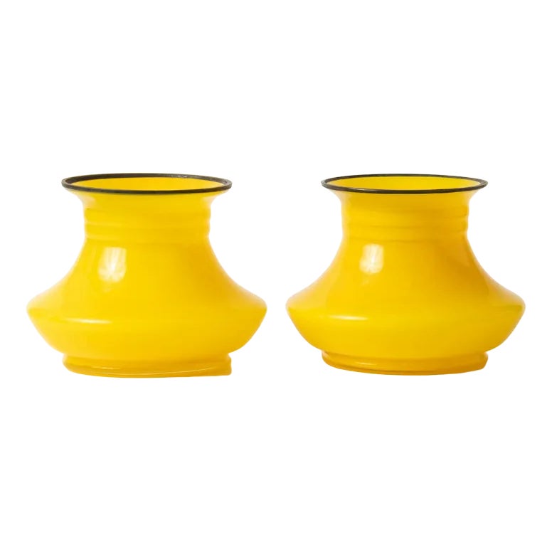 Yellow Tango Glass Vases from Loetz, 1890s, Set of 2 | Chairish
