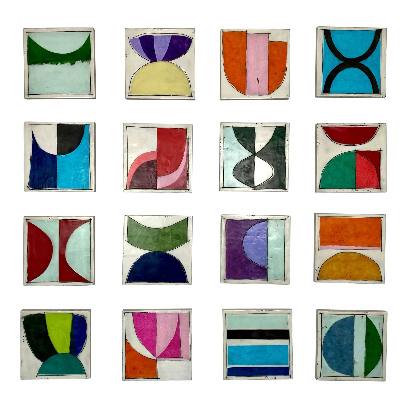 Encaustic Collage Set by Gina Cochran - 16 Panels - "Cheers!" | Chairish