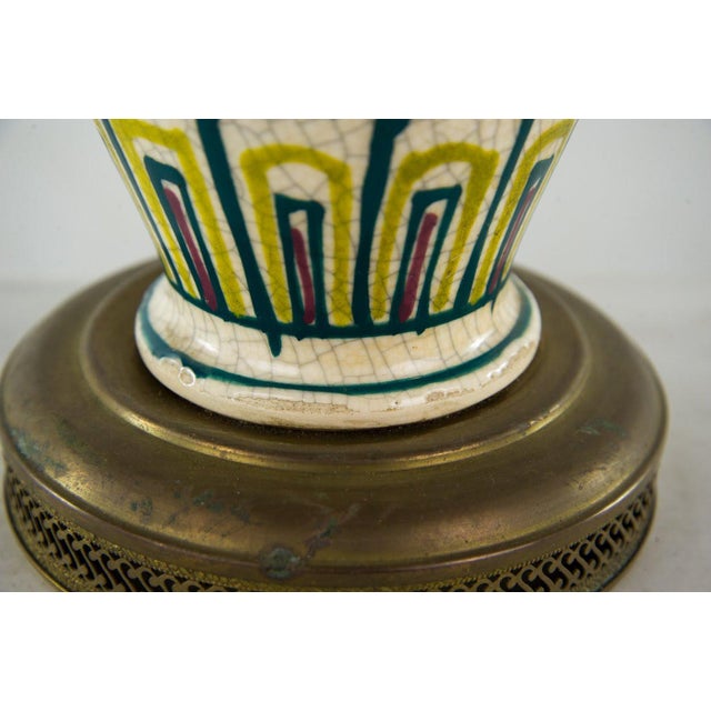 Vintage Hand Painted Porcelain & Bronze Table Lamp | Chairish