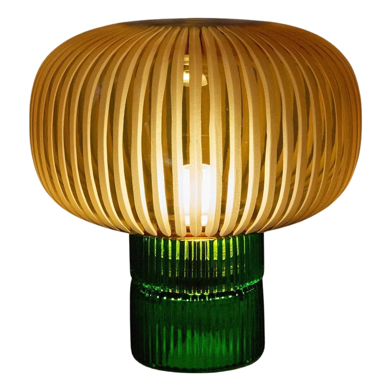 Pure Crystal Glass Tello Green and Grande Amber Table Lamp by Studio ...
