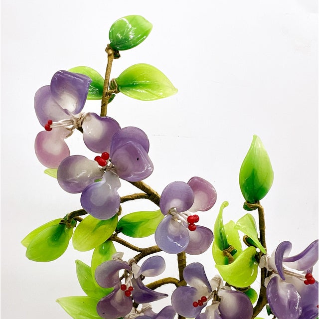 Pair of Vintage Amethyst Glass Jade Trees in Ceramic Pots – Mid to Late ...