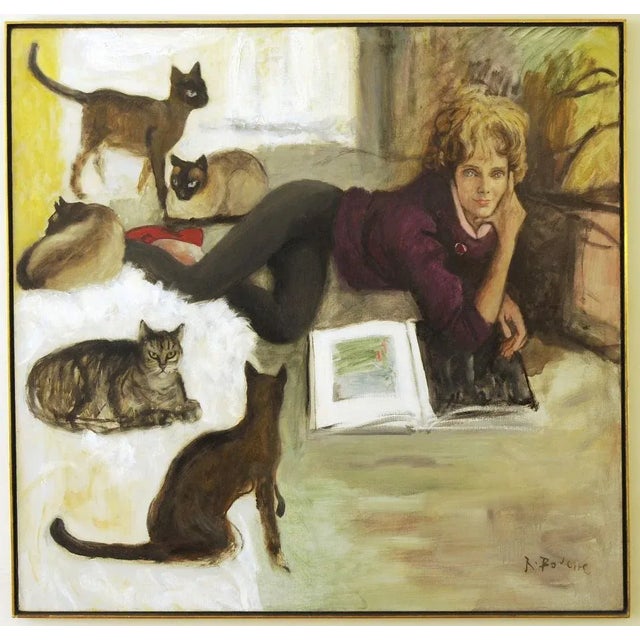 Rene Bouche Large Oil on Canvas, Vogue Illustrator and Society Portrait ...